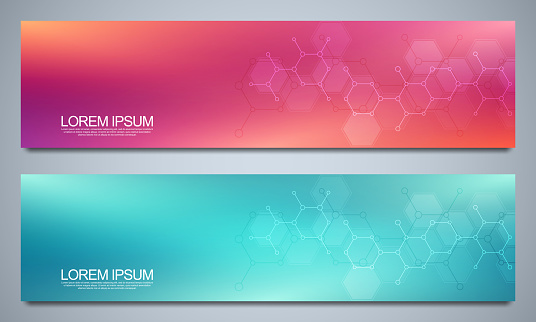 Spanduk Desain Template Dan Header Untuk Situs Dengan Struktur Molekul