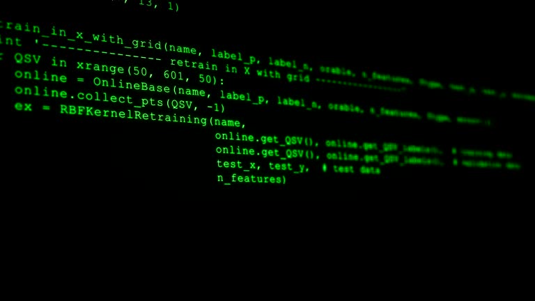 3d Hacking Code Data Flow Stream On Green Screen With Typing Coding