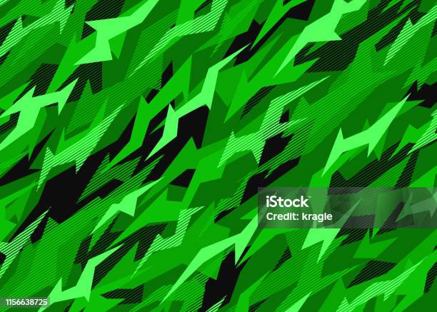 Neon Pola Kamuflase Hijau Ilustrasi Latar Belakang Camo Vector Abstrak