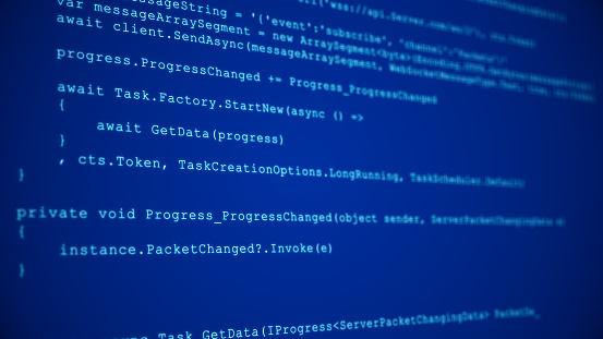 3d Hacking Code Data Flow Stream On Blue Screen With Typing Coding