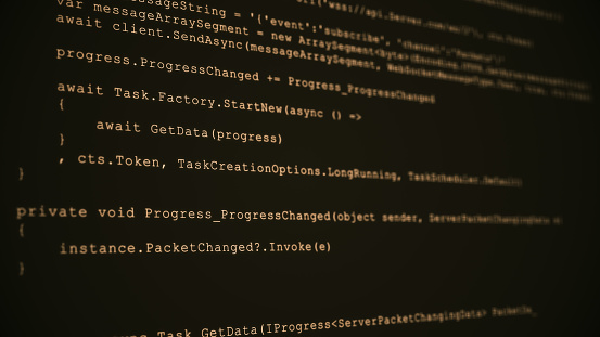 3d Hacking Code Data Flow Stream On Sepia Screen With Typing Coding
