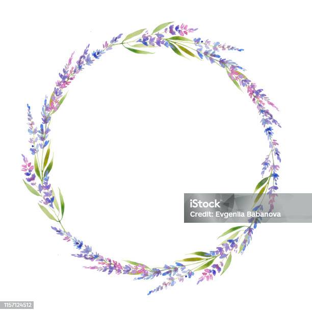 Ilustración de Corona De Lavanda De Acuarela De Flores Círculo Diseño ... Ilustración de Corona De Lavanda De Acuarela De Flores Círculo Diseño ...
