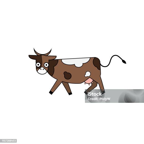 Illustration Drôle Mignonne De Vache De Dessin Animé Disolement Sur Le