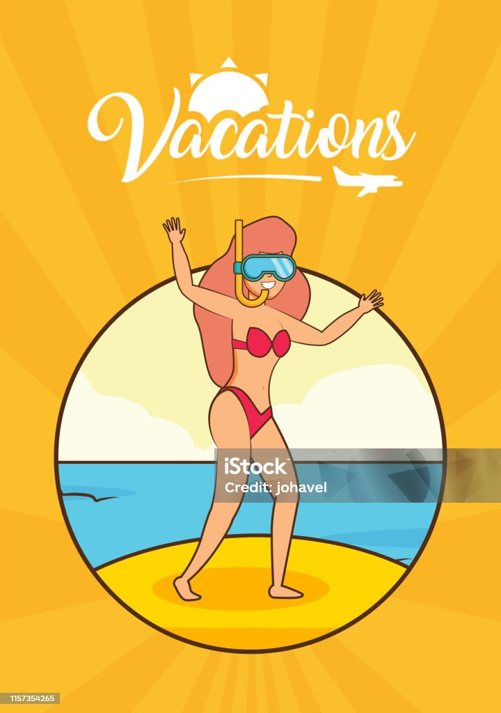 People Beach Vacations Stock Illustration Download Image Now Bikini
