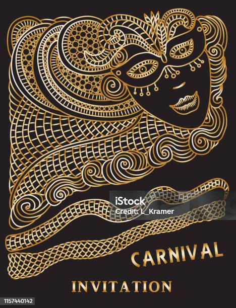 Dessin Abstrait De Mascarade De Vecteur Carte Dinvitation De Fête De