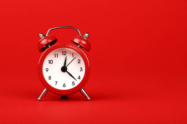 Free Stock Photo of Minimalistic clock on solid red background ...