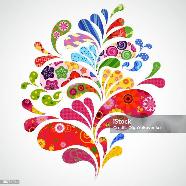 White Background With Multi Colored Floral Splashes向量圖形及更多彩色圖片 Istock
