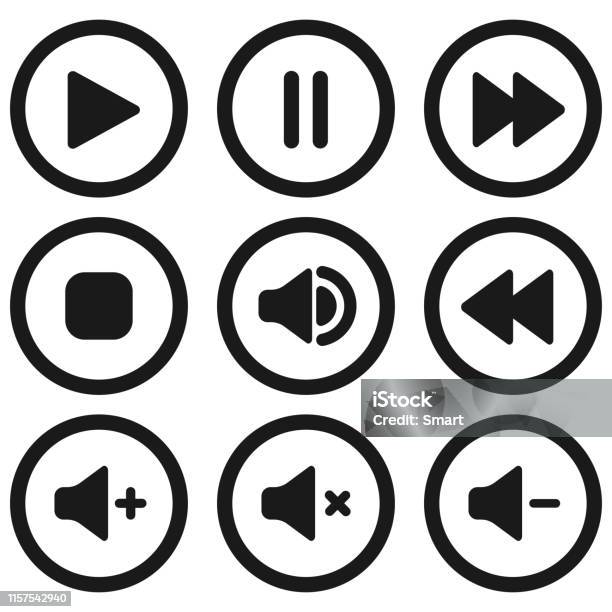 Collection De Symboles Multimédias Et Audio Icônes De Volume De