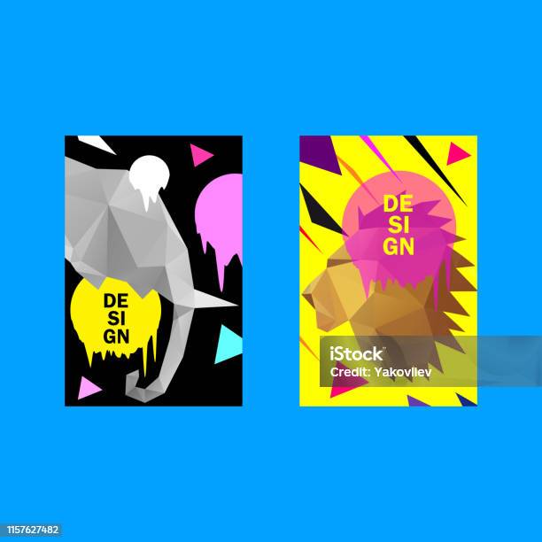 Template Desain Trendi Sampul Berwarnawarni Desain Segitiga Poligonal