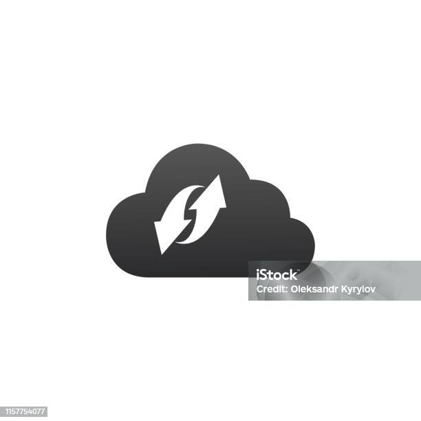 Cloud Sync Computing Concept Client Device Synchronizing Data With The Cloud Vector Illustration