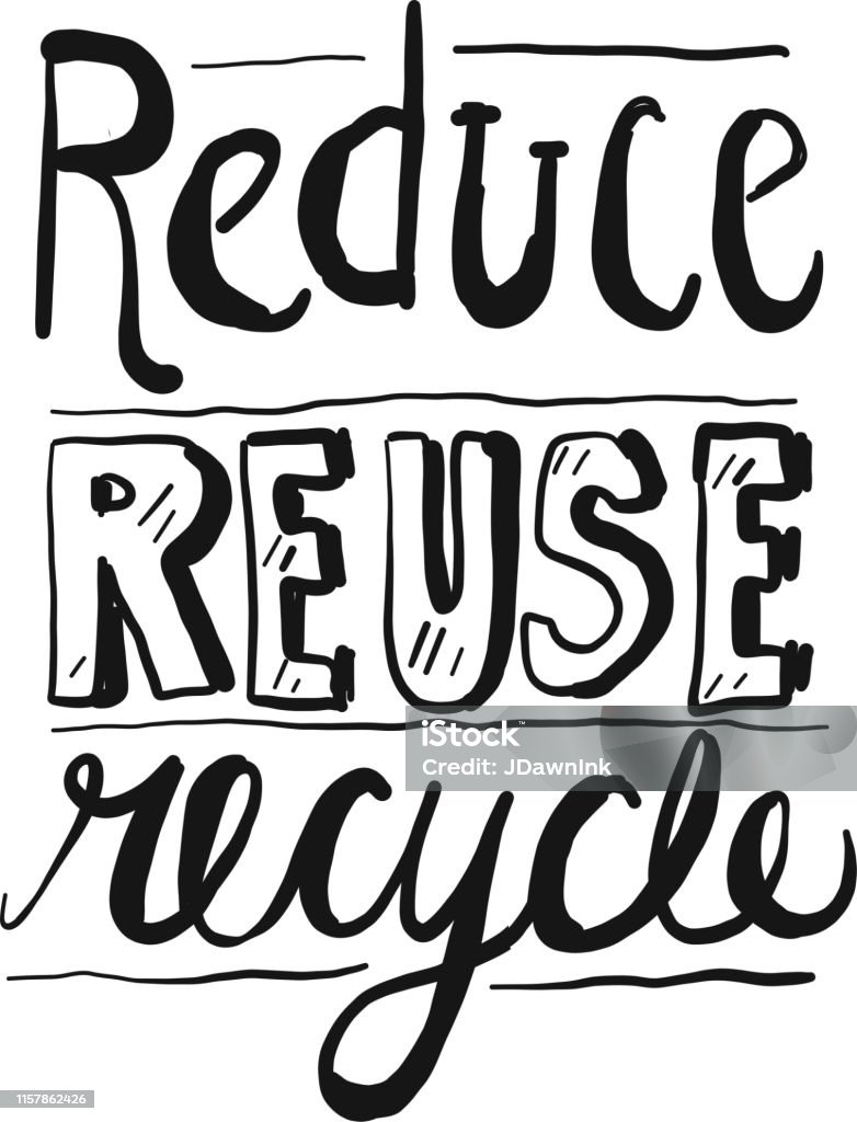 Vetores De Mão Desenhada Reduzir Reutilização Reciclar Design De Texto