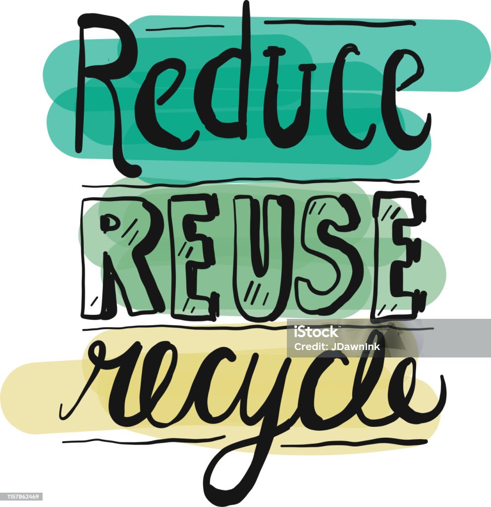 Vetores De Mão Desenhada Reduzir Reutilização Reciclar Design De Texto