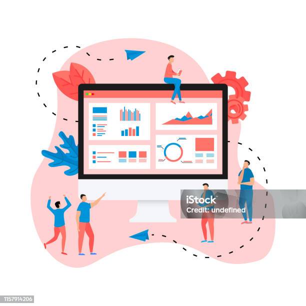 Konsep Desain Analisis Data Grafik Diagram Statistik Di Desktop Konsep