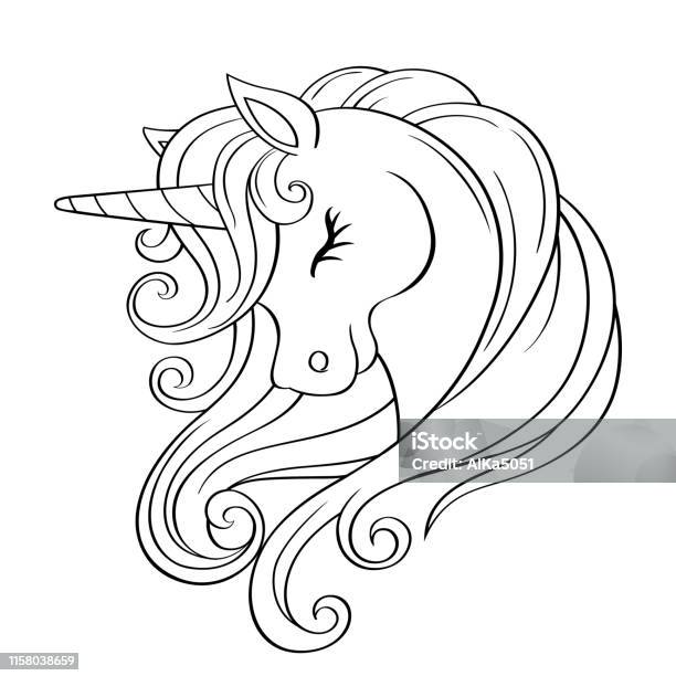 Kartun Lucu Kepala Unicorn Dengan Surai Pelangi Ilustrasi Vektor Hitam ... Kartun Lucu Kepala Unicorn Dengan Surai Pelangi Ilustrasi Vektor Hitam ...