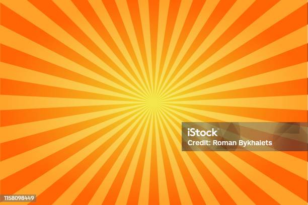 Sunburst Retro Sun Rays Yellow Background Abstract Summer Sunny Vintage