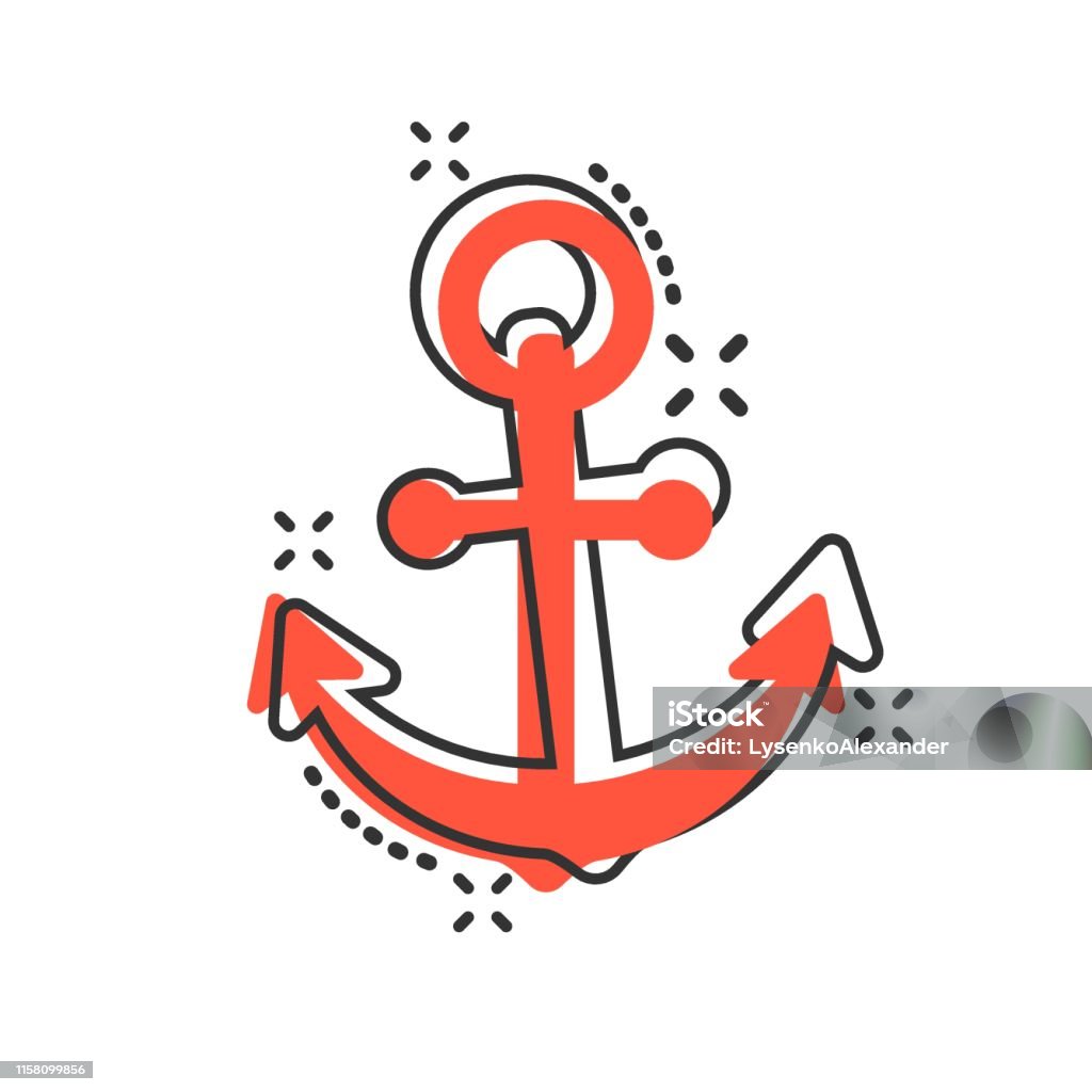 Icône De Signe Dancre De Bateau Dans Le Modèle Comique Illustration De