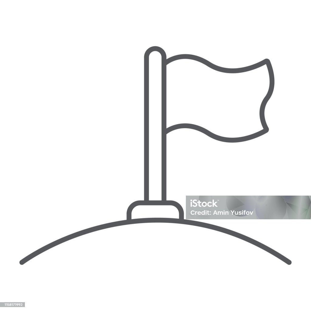 Flag Thin Line Icon Direction And Pennant Flagpole Sign Vector Graphics A Linear Pattern On A