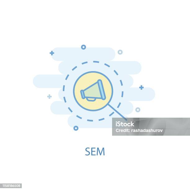 Konsep Jalur Sem Ikon Garis Sederhana Ilustrasi Berwarna Sem Simbol