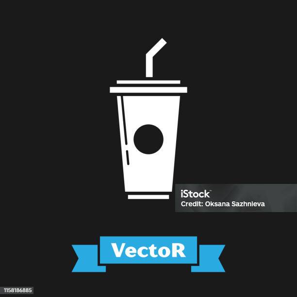 Wit Papier Glas Met Het Drinken Van Stro En Water Icoon Geïsoleerd Op