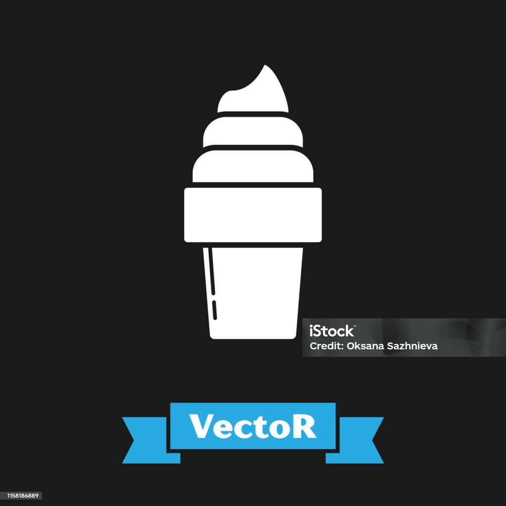 Ilustración De Helado Blanco En Icono De Cono De Gofre Aislado Sobre