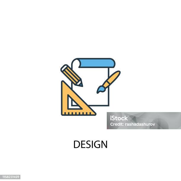 Konsep Desain Ikon 2 Berwarna Ilustrasi Elemen Biru Sederhana Desain