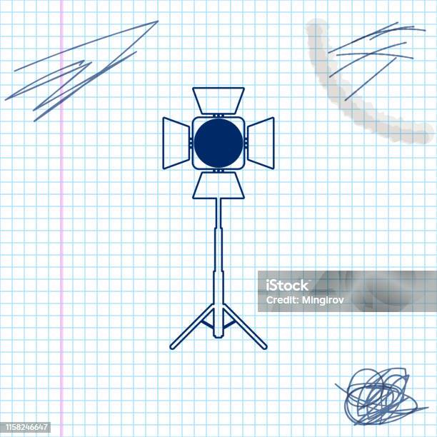 Icône De Croquis De Ligne De Projecteur De Film Disolement Sur Le Fond