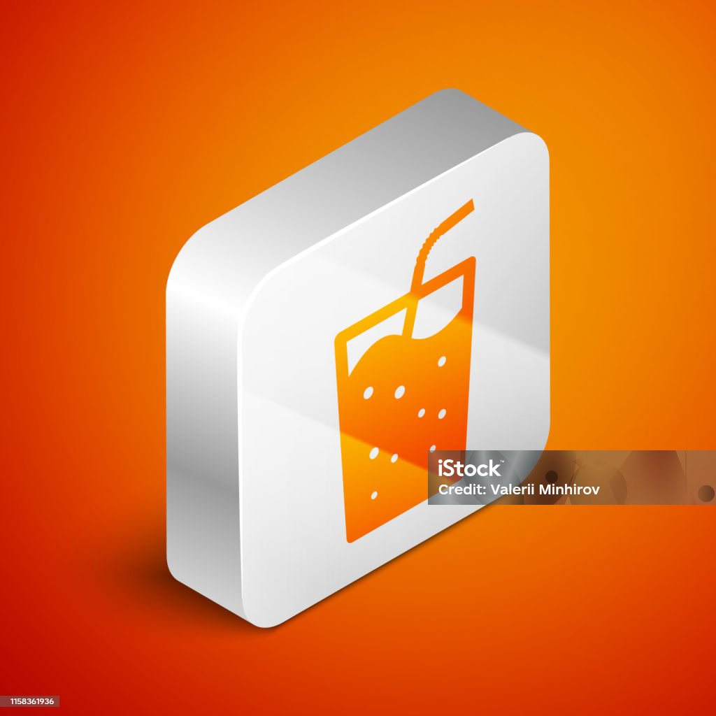 Isometrisch Glas Met Water Icoon Geïsoleerd Op Oranje Achtergrond Soda