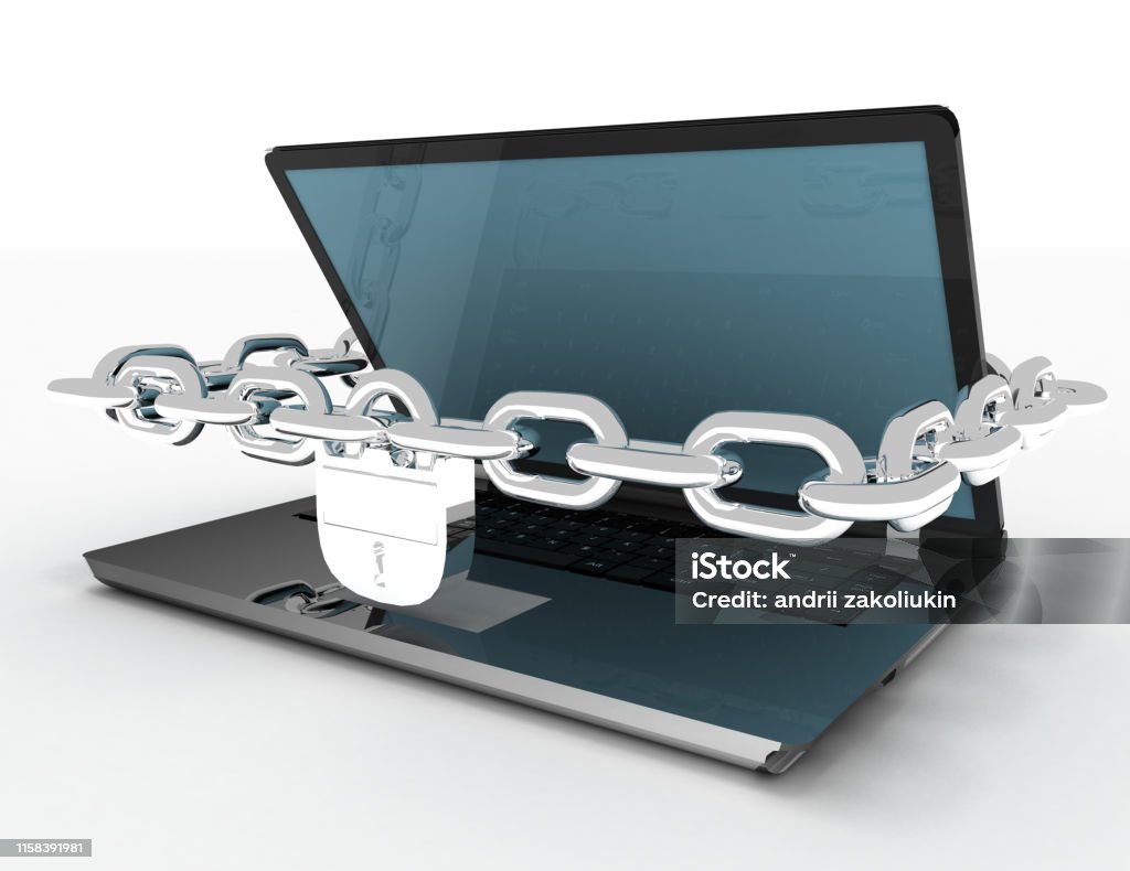 Zincir Ve Beyaz Izole Arka Planda Kilit Ile Laptop Stok Fotoğraflar ... Zincir Ve Beyaz Izole Arka Planda Kilit Ile Laptop Stok Fotoğraflar ...