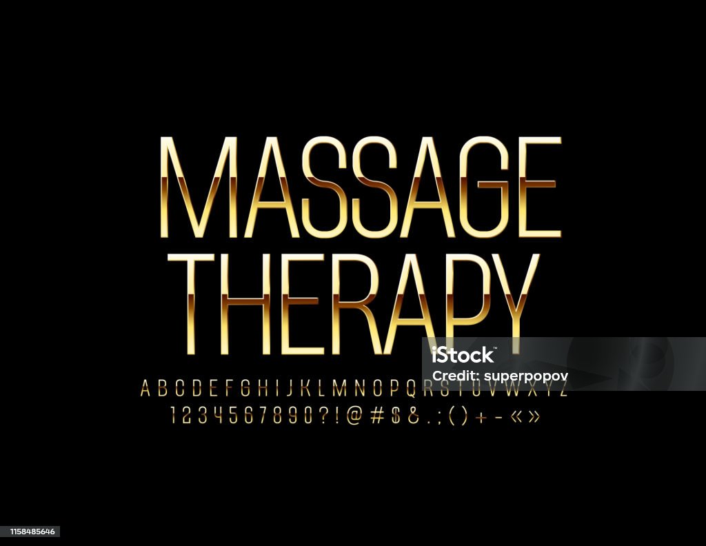 Vector Chic Sign Massage Therapy With Golden Alphabet Stock Illustration Download Image Now