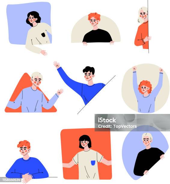 People Looking Out Of Different Shaped Windows Set Young Men And Women ... People Looking Out Of Different Shaped Windows Set Young Men And Women ...