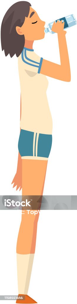 Gadis Sportif Minum Air Bersih Segar Dari Ilustrasi Vektor Botol ... Gadis Sportif Minum Air Bersih Segar Dari Ilustrasi Vektor Botol ...