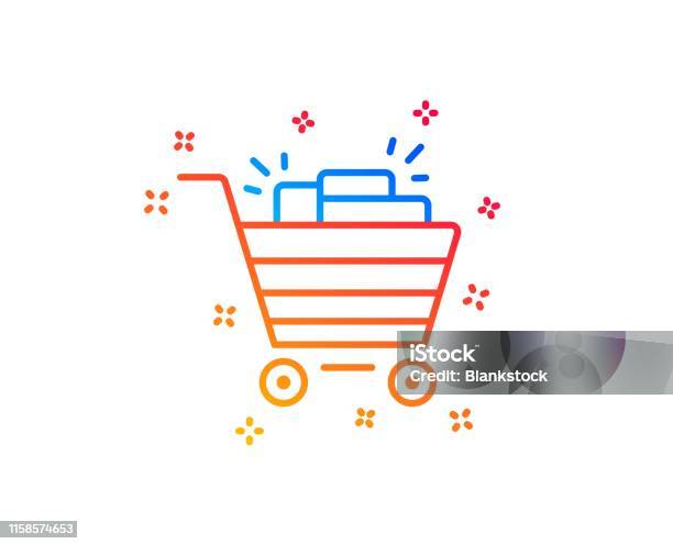Icône De Ligne De Chariot Dachat Symbole De Vente Marketing Vecteur