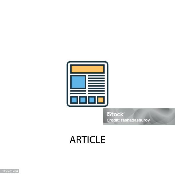 Konsep Artikel 2 Ikon Garis Berwarna Ilustrasi Elemen Kuning Dan Biru