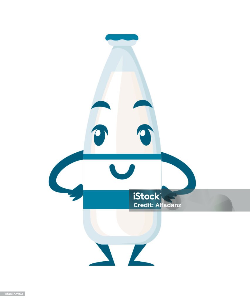 Maskot Botol Susu Kaca Desain Karakter Kartun Botol Dengan Label
