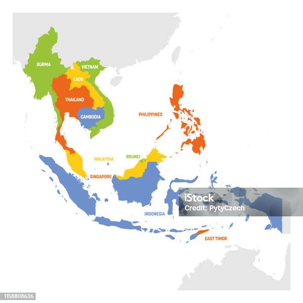 Région De Lasie Du Sudest Carte Des Pays Dasie Du Sudest Illustration