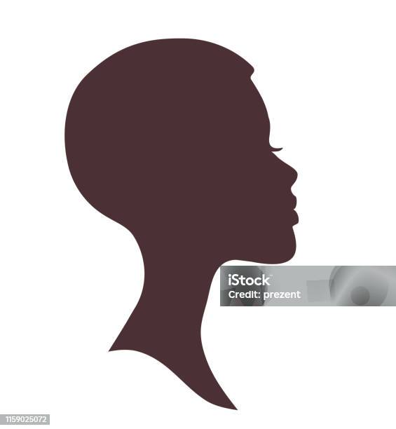 Wanita Menghadapi Siluet Gadis Muda Afrika Dengan Rambut Pendek Dan
