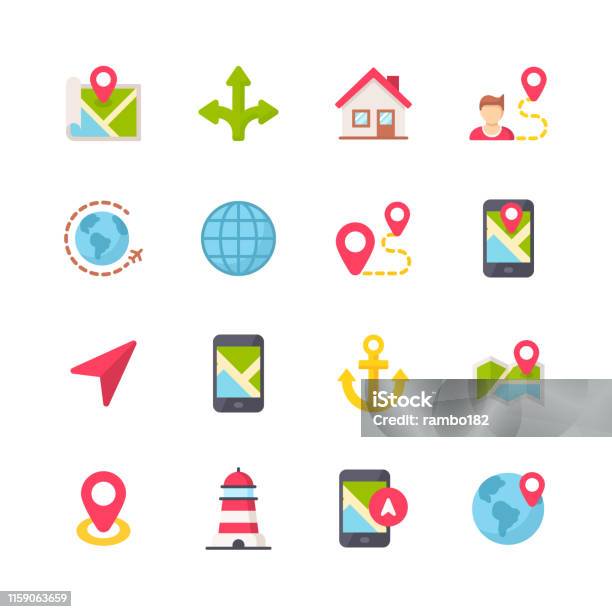 Icônes Plates De Navigation Pixel Parfait Pour Mobile Et Web Contient