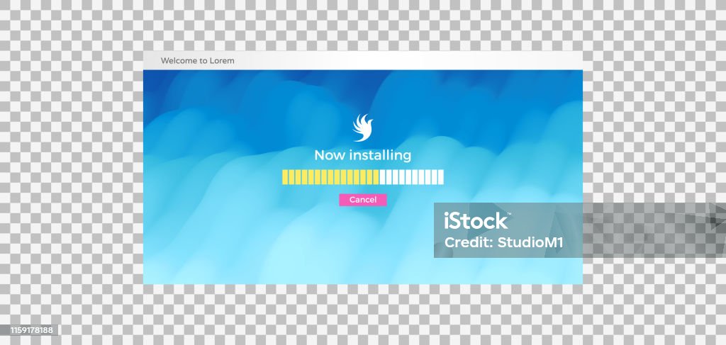 Loading Process Screen Installing App Or Software Progress Loading Bar