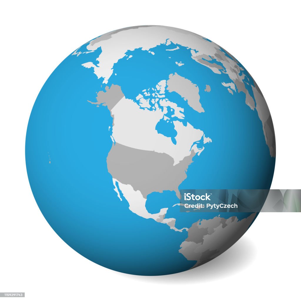 Vetores De Mapa Político Em Branco De America Do Norte Globo Da Terra