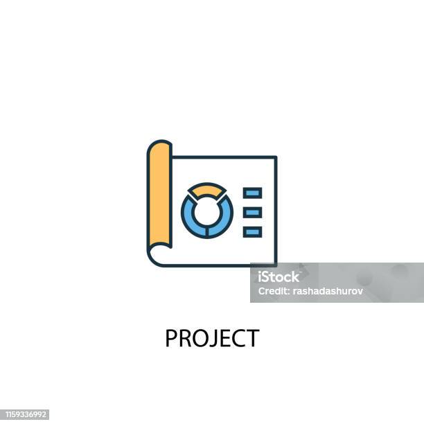 Konsep Proyek 2 Ikon Garis Berwarna Ilustrasi Elemen Kuning Dan Biru