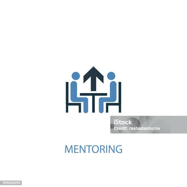Mentoring Concept 2 Icône Colorée Illustration Bleue Simple Délément