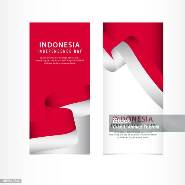 Perayaan Hari Kemerdekaan Indonesia Spanduk Set Desain Ilustrasi