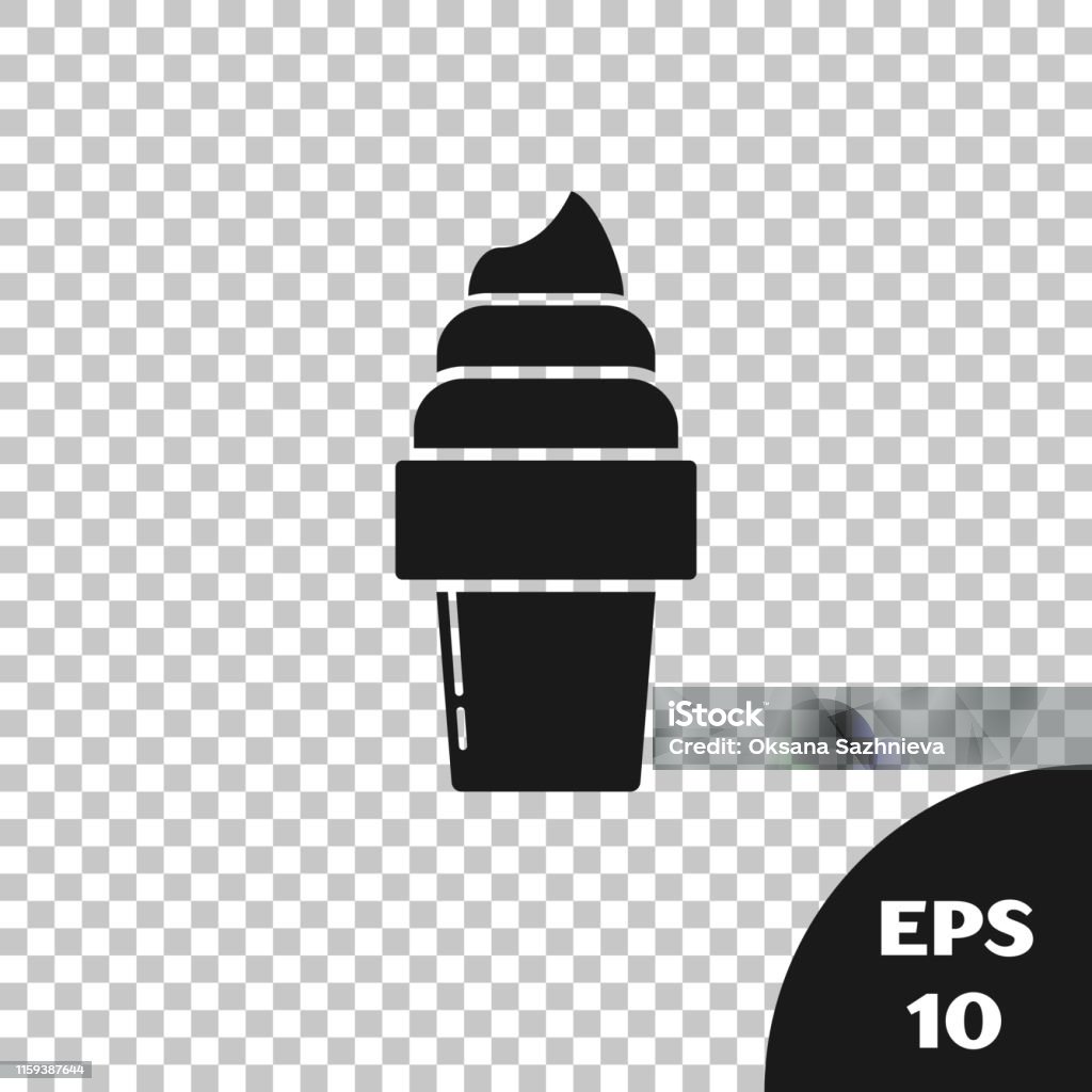 Ilustración De Helado Negro En Icono De Cono De Gofre Aislado Sobre