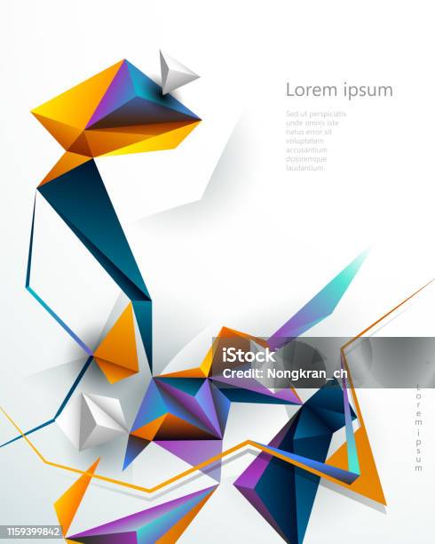Vector Abstract 3d Geometric Desain Latar Belakang Polygon Warna