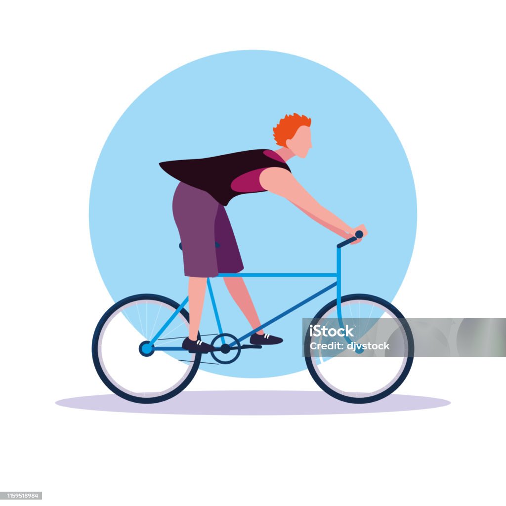 Pemuda Mengendarai Karakter Avatar Sepeda Ilustrasi Stok Unduh Gambar