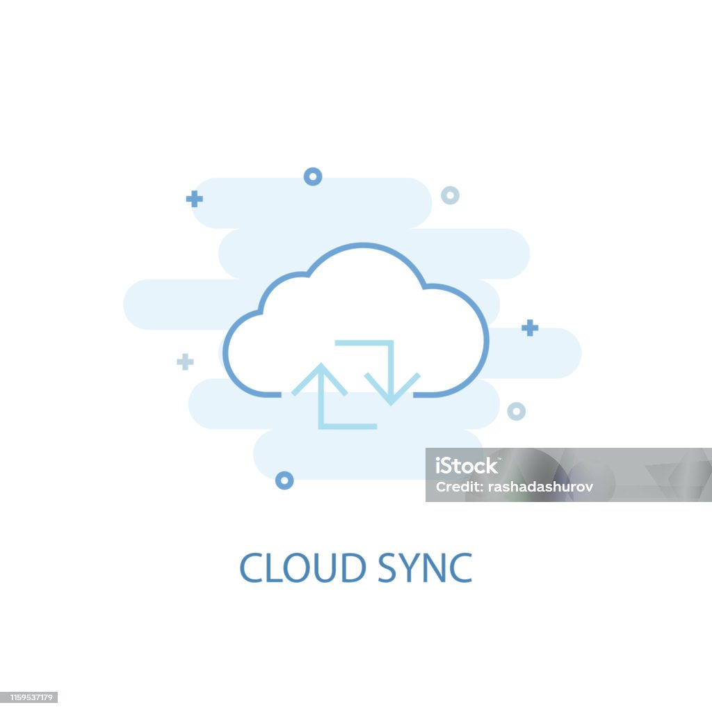 Concept De Ligne De Synchronisation De Nuage Icône Simple De Ligne
