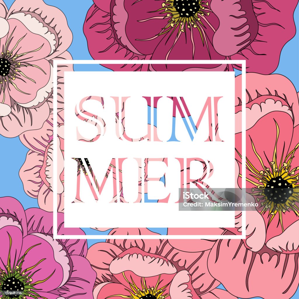Summer Frame With Flowers And Slogan Stock Illustration Download Image Now Art Beauty