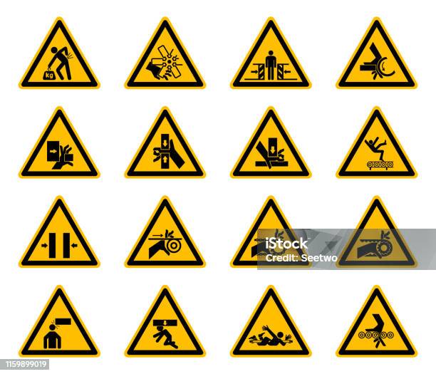 Étiquettes Triangulaires De Symboles De Danger Davertissement Sur Le