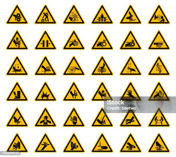 Étiquettes Triangulaires De Symboles De Danger Davertissement Sur Le