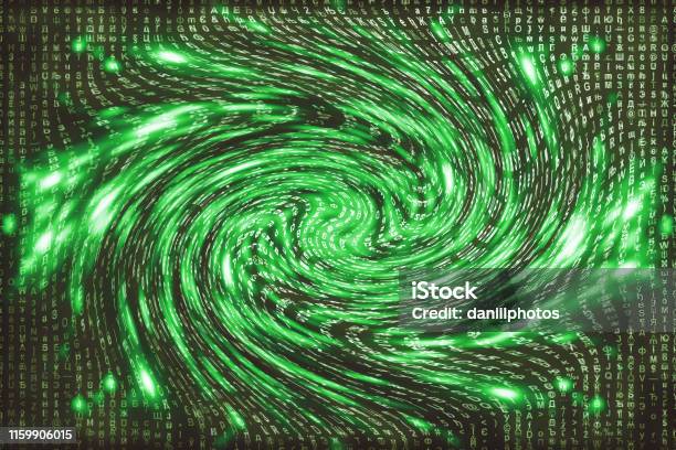 Fond Numérique De Matrice Verte Concept Déformé De Cyberespace Les